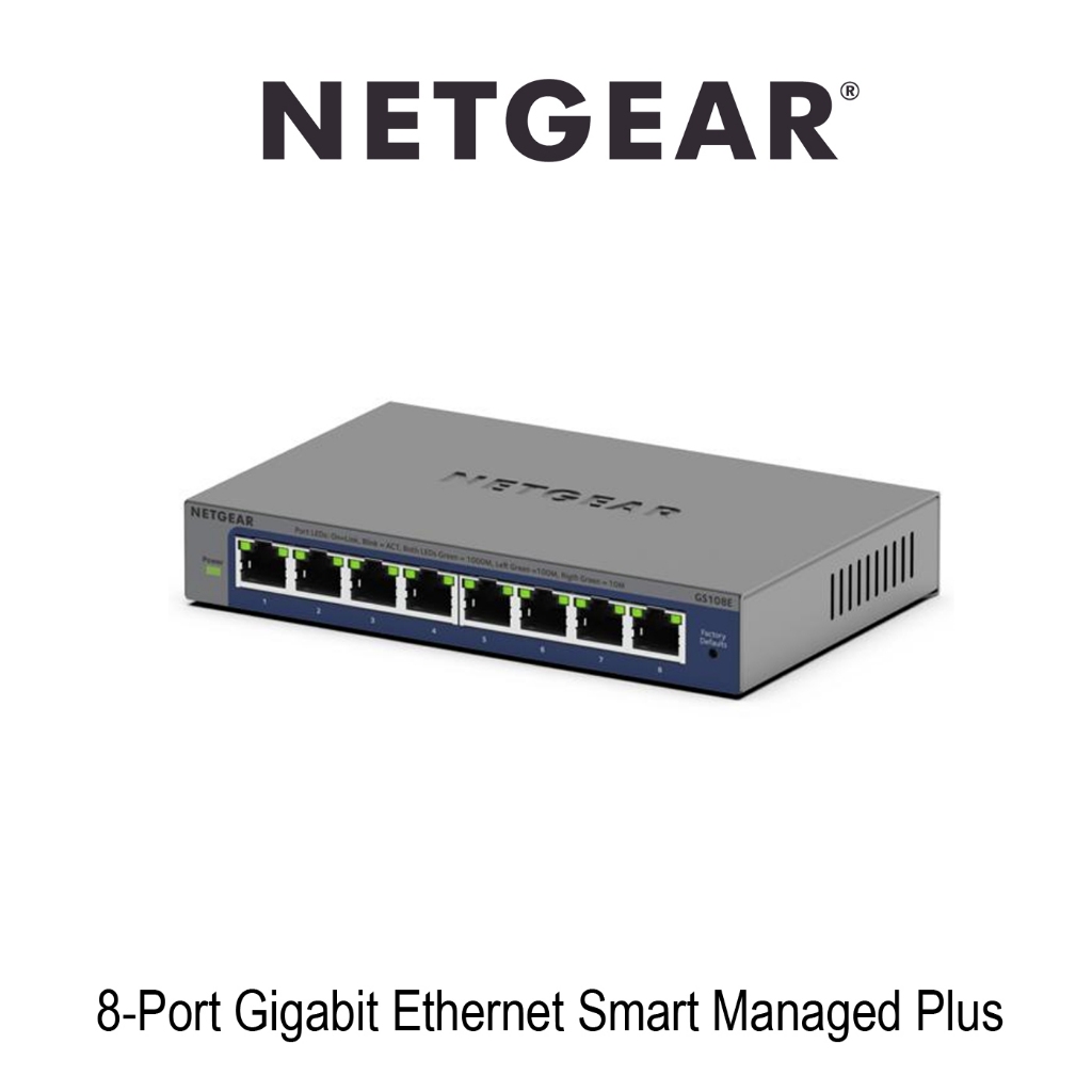 Netgear (GS108E) 8-Port Gigabit Ethernet Smart Managed Plus Switch ...
