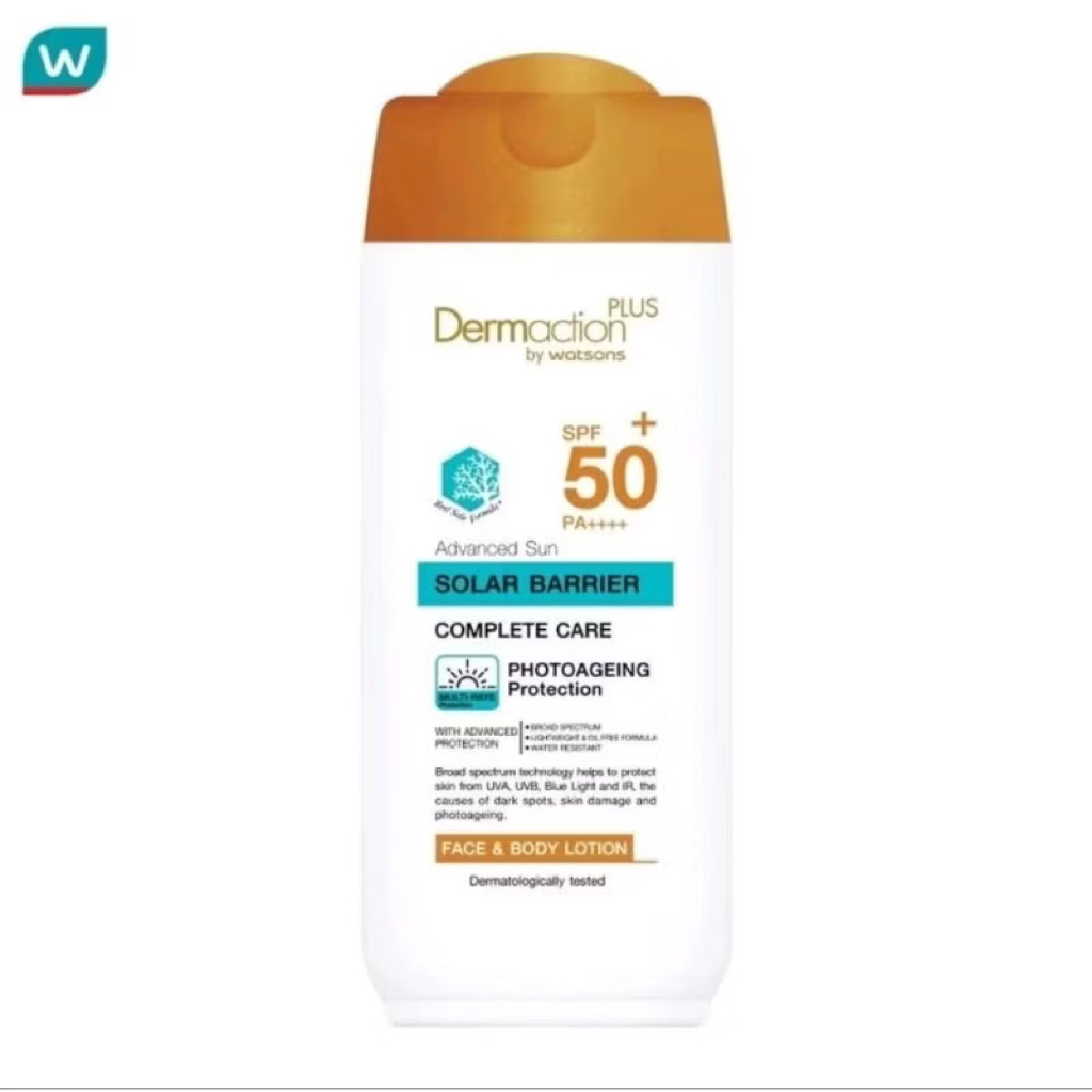 DERMACTION PLUS BY WATSONS ซันโซล่าร์แบริเออร์ Spf50+Pa+++150ml | Shopee Thailand
