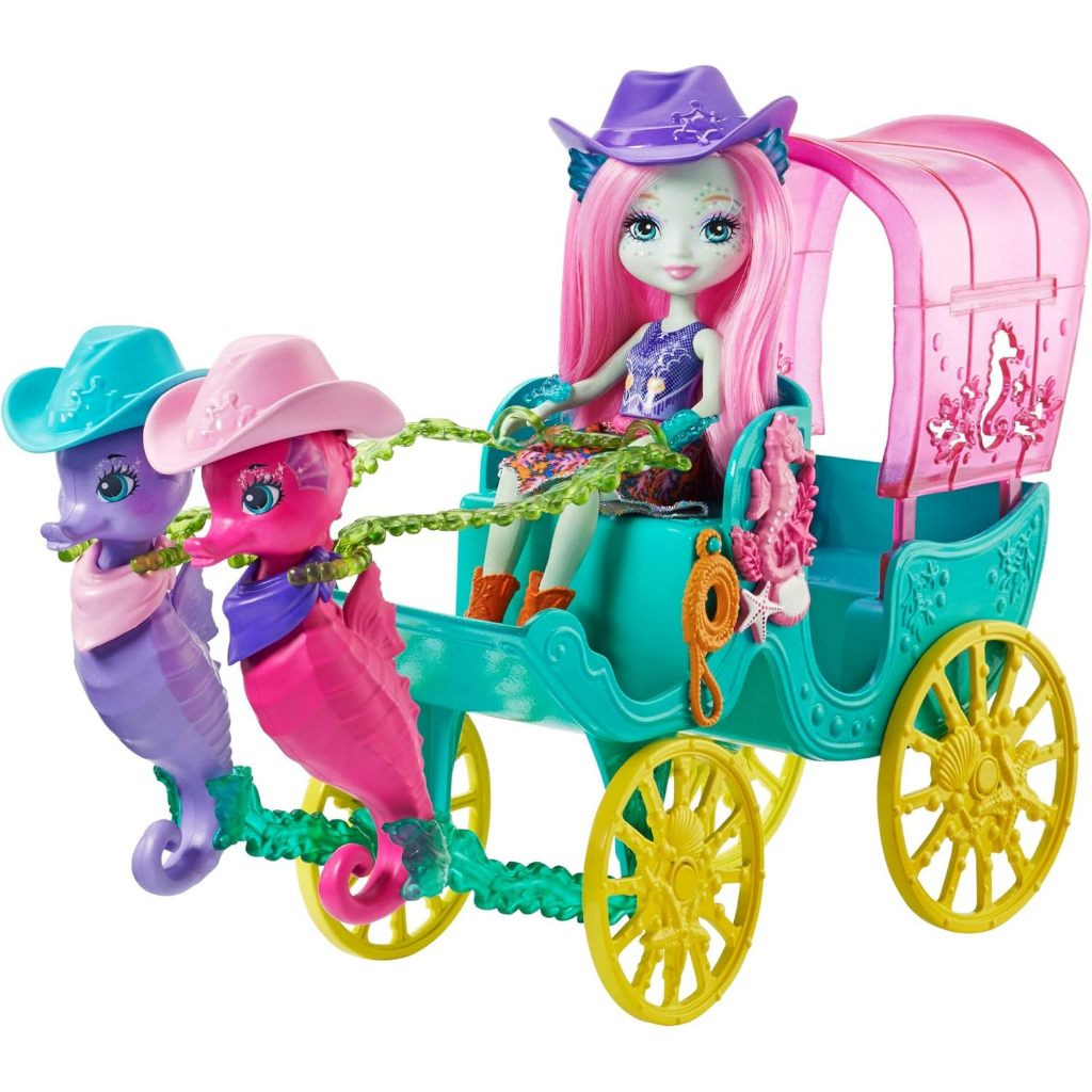 Mattel Enchantimals Seahorse Carriage Sandella Seahorse Doll and ...