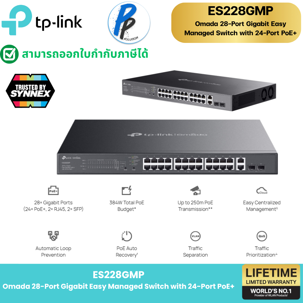 TP-LINK ES228GMP Omada 28-Port Gigabit Easy Managed Switch with 24-Port ...