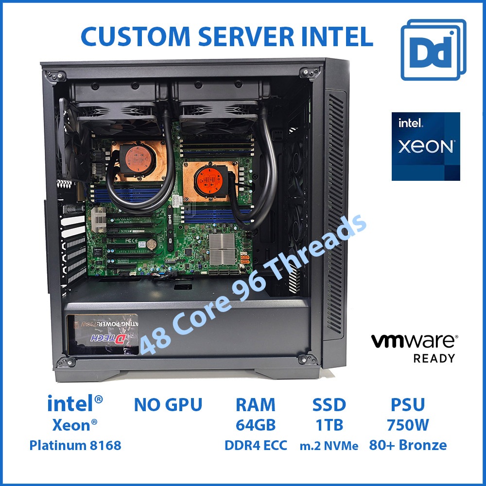 Workstation Supermicro 2X Xeon Platinum 8168 48C/96T RAM 64GB SSD NVMe ...