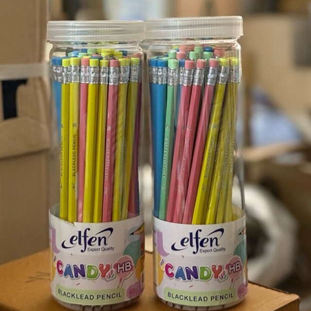Elfen ดินสอไม้เอลเฟ่น HB รุ่นแคนดี้ บรรจุ60แท่ง (เหลาแล้ว) | Shopee ...