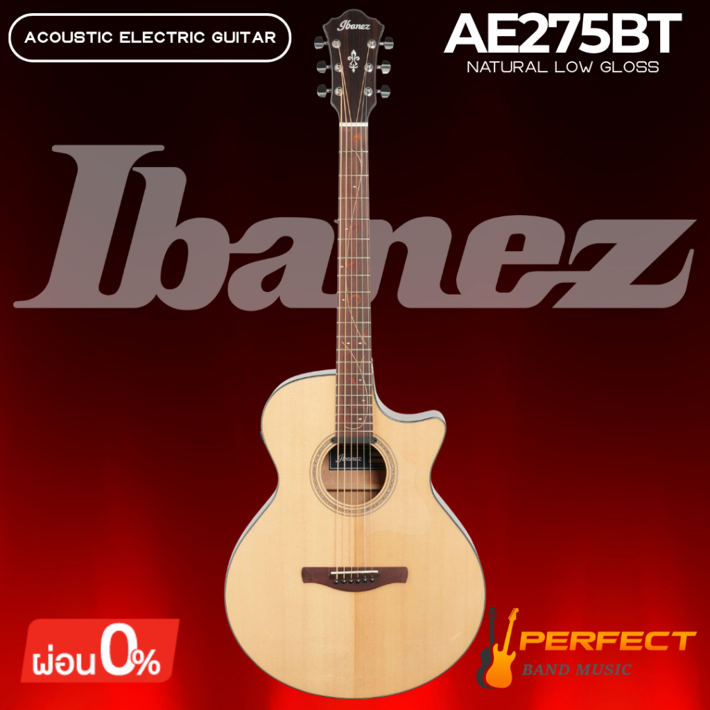 กีตาร์โปร่งไฟฟ้า Ibanez AE275BT-LGS Acoustic-Electric Baritone Guitar ...