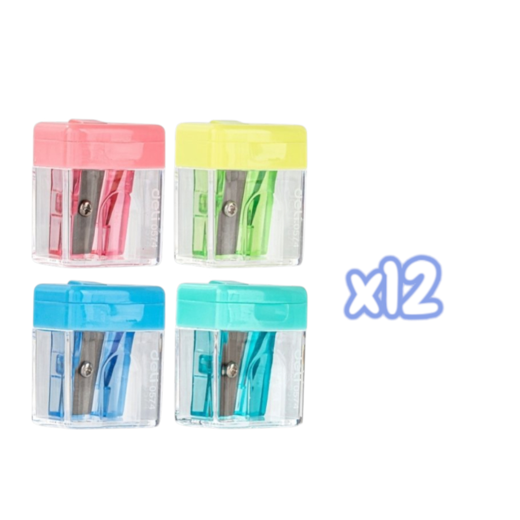 กบเหลาดินสอ Deli สีพาสเทลแบบมีฝาปิด Deli 0574 จำนวน 12 อัน | Shopee ...