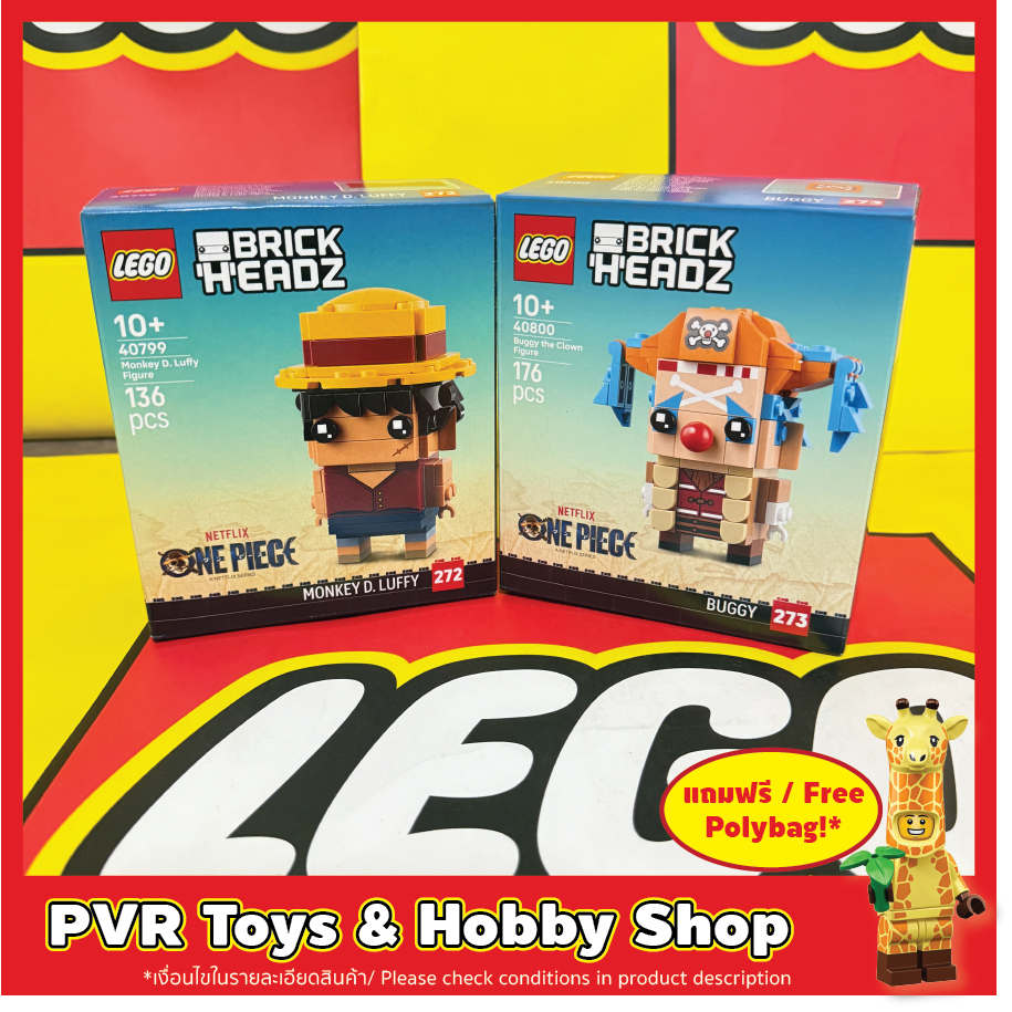 Lego 40799 40800 ONE PIECE Brickheadz Monkey D. Luffy Figure Buggy the ...