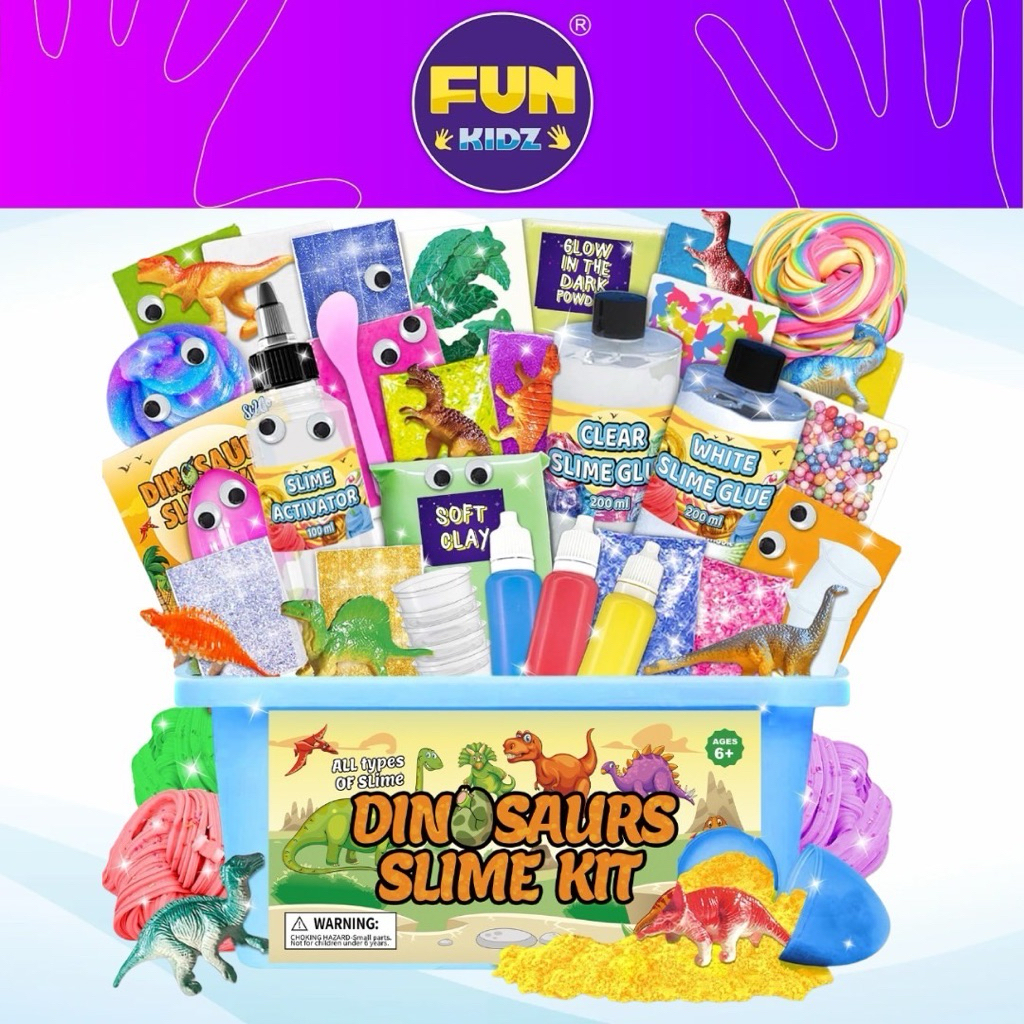 Big Dino Slime Kit DIY [ Make 22 OZ of Slime] Glow in The Dark Fluffy ...