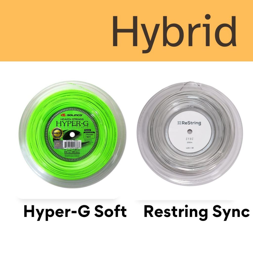 เอ็นเทนนิสไฮบริด Solinco Hyper-G Soft / Restring Sync Hybrid (ตัดแบ่ง ...