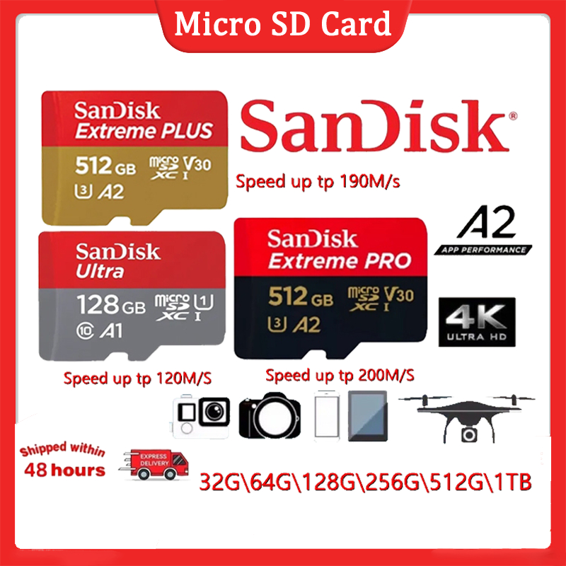 SanDisk คุณภาพสูง Ultra Extreme Pro sdcard A1 A2 U3 V30 64GB 128GB ...