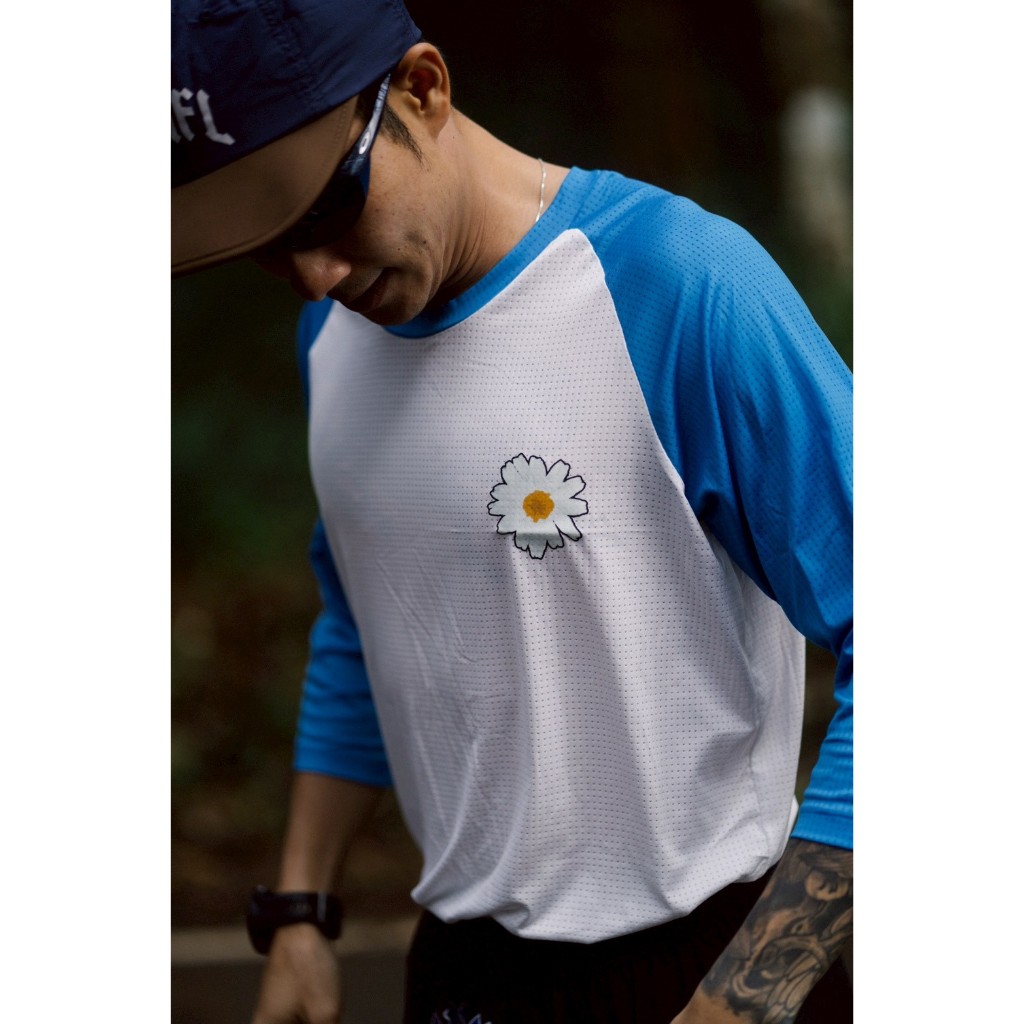 SCSL RUNNING BLOOM RAGLAN 3/4 BLUE/WHITE - เสื้อวิ่งออกกำลังกาย ...