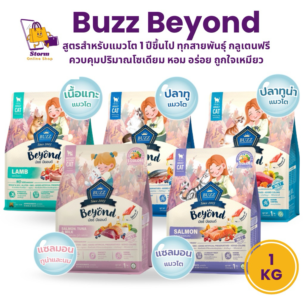 Buzz Beyond อาหารแมว ไม่มีกลูเตน สำหรับแมวทุกสายพันธุ์ ขนาด 1 kg | Shopee Thailand