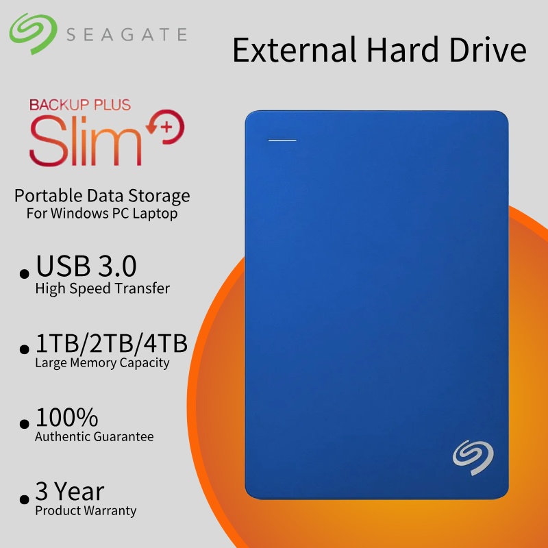 【จัดส่งในพื้นที่】Seagate Slim HDD Hard disk Portable hard drives 1TB ...