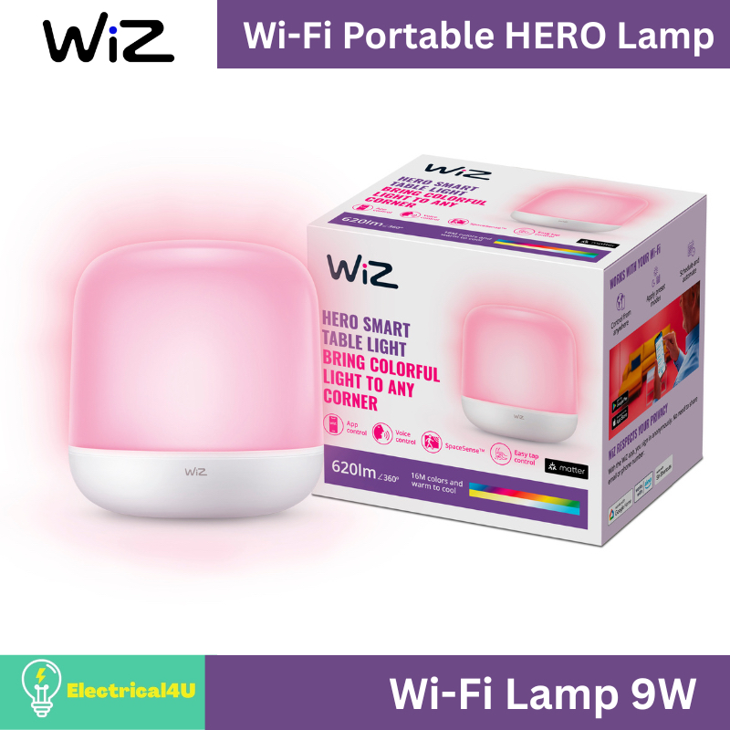 WiZ Portable HERO Lamp โคมไฟตั้งโต๊ะอัจฉริยะ เปลี่ยนสีได้ 16 ล้านสี 9W ...