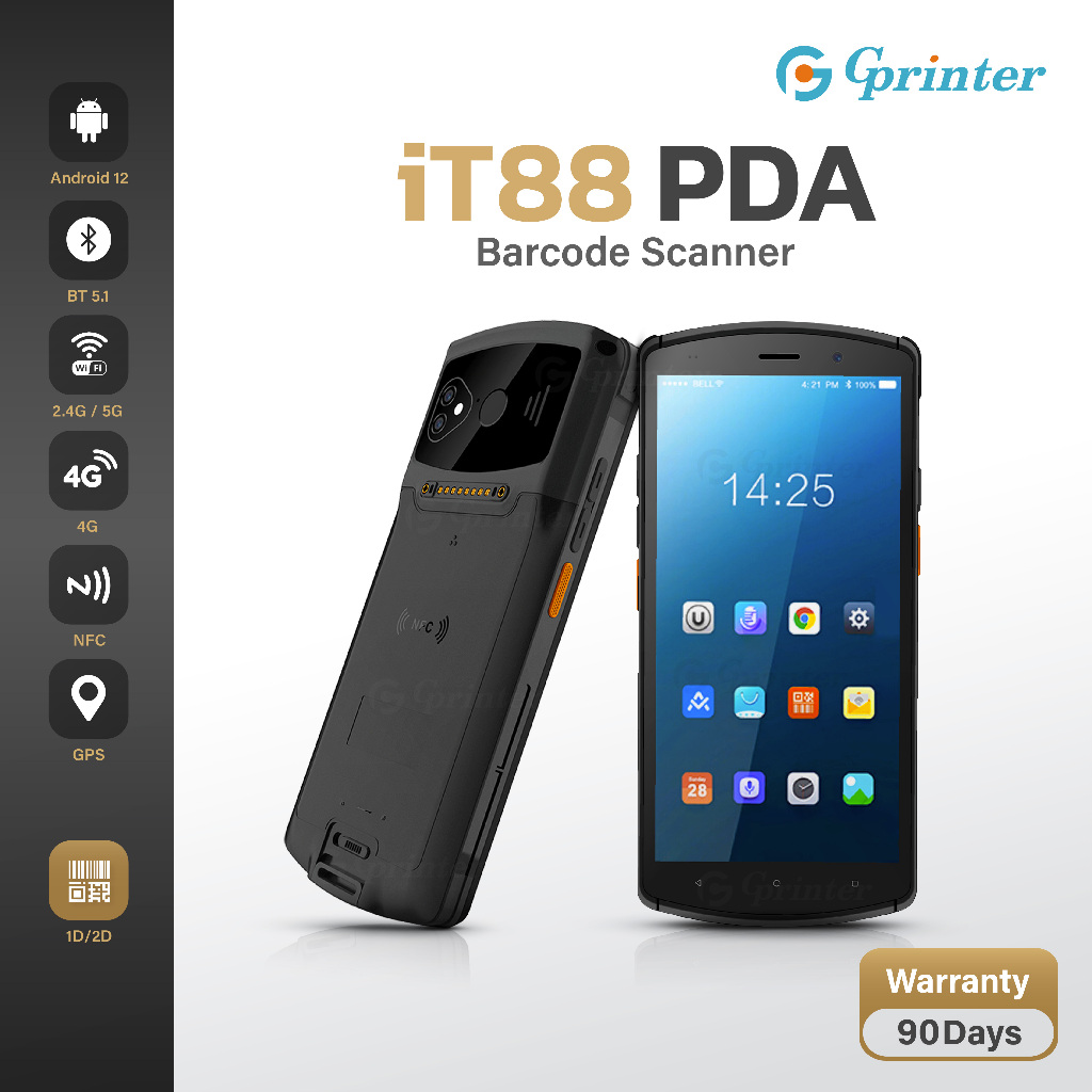 Gprinter PDA IT88 เครื่องนับสินค้าคงคลัง สแกนบาร์โค้ด จอสัมผัส handheld ...