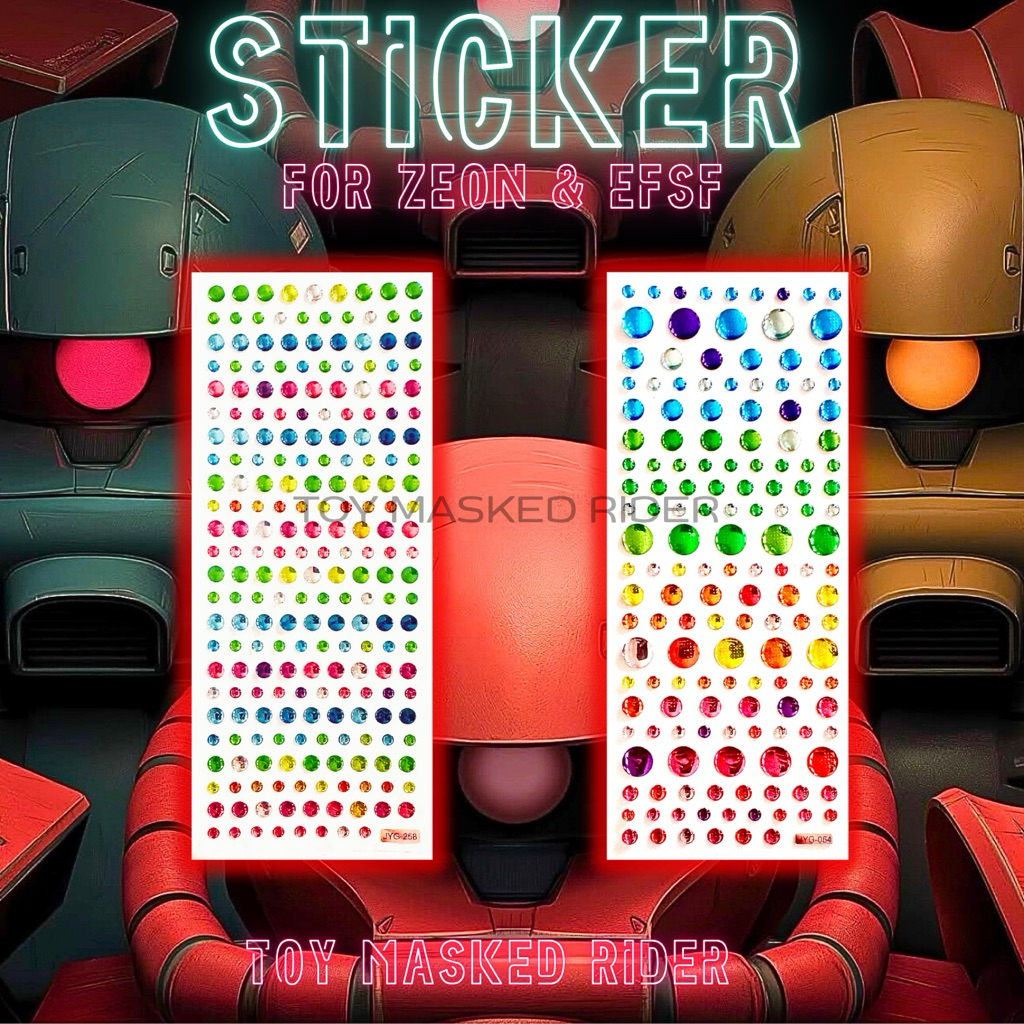 🔴🔵🟡🟢Sticker Gundam สติ๊กเกอร์ กันดั้ม ZEON 1 ชุดได้ 2 แผ่น เลนส์ตา สไน ...