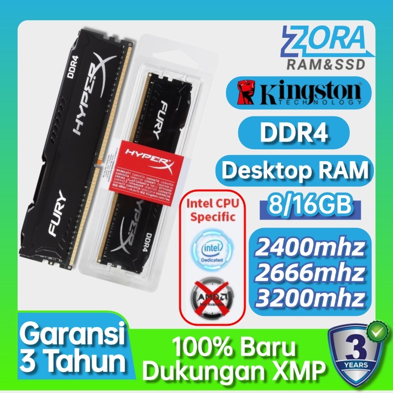 [Intel CPU Only] Kingston HyperX DDR4 RAM 8GB/16GB 2400/2666/3200MHZ CL16 1.2V DIMM Desktop ...