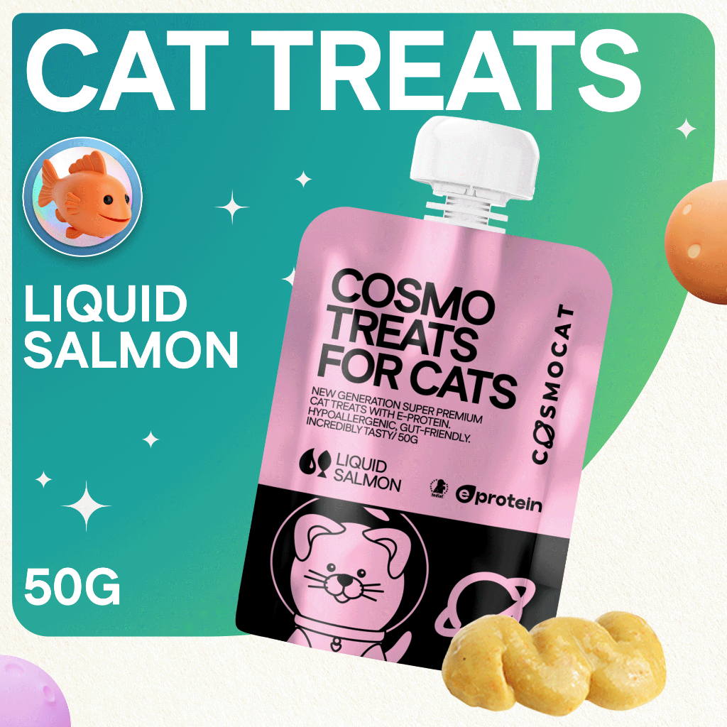 COSMOCAT ขนมแมวเลียแบบครีม รสแซลมอน สำหรับแมว จาก e-Protein สำหรับลูก ...