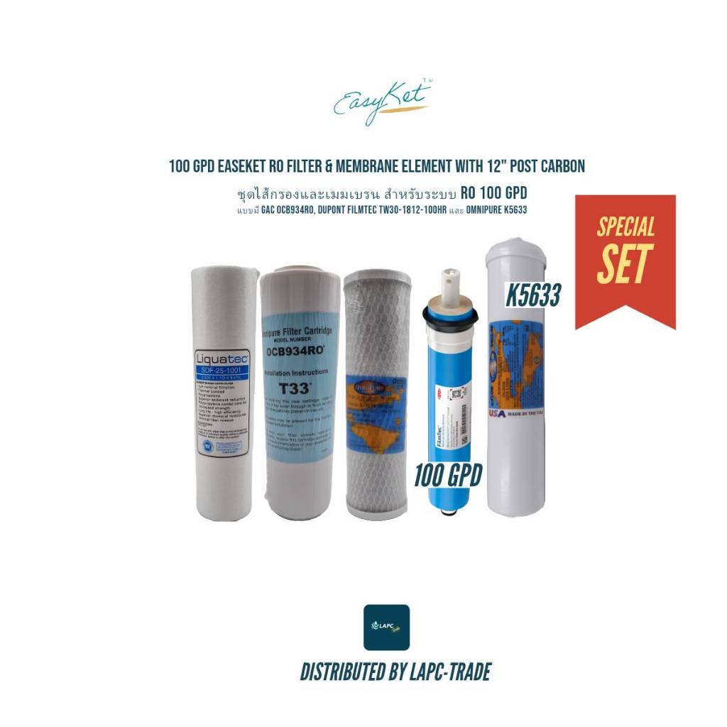 EasyKet ™ RO FIlter & Membrane Element Special Set แบบมี OMNIPURE K5633 ...