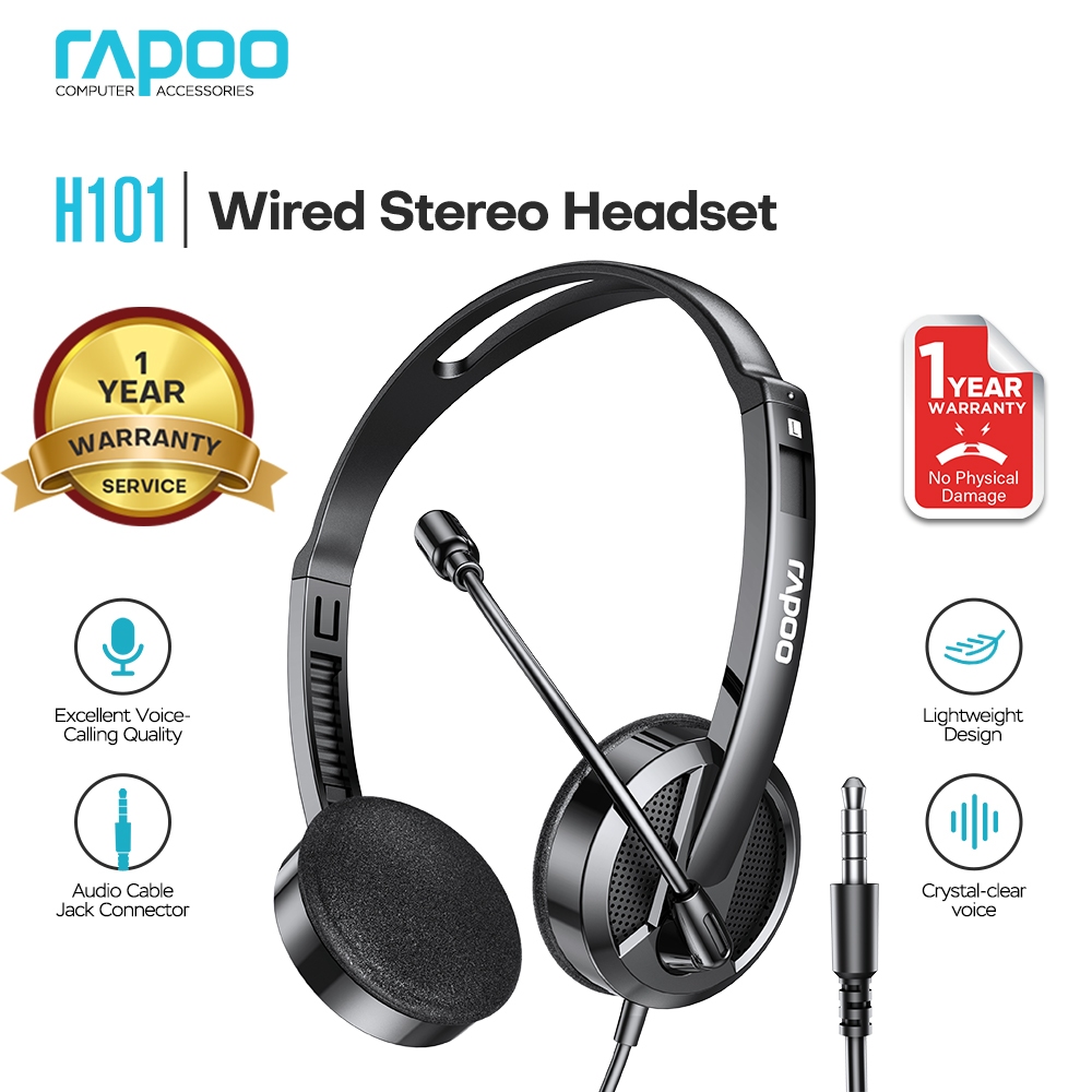 Rapoo H101 Wired Stereo Headset หูฟังสเตอริโอพร้อมไมค์ JACK 3.5 MM ...