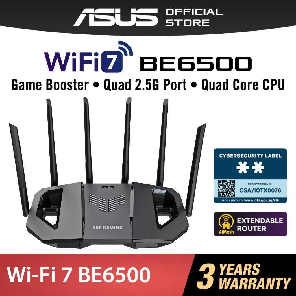 ASUS TUF Gaming BE6500 (TUF-BE6500) Dual Band WiFi 7 (802.11be ...
