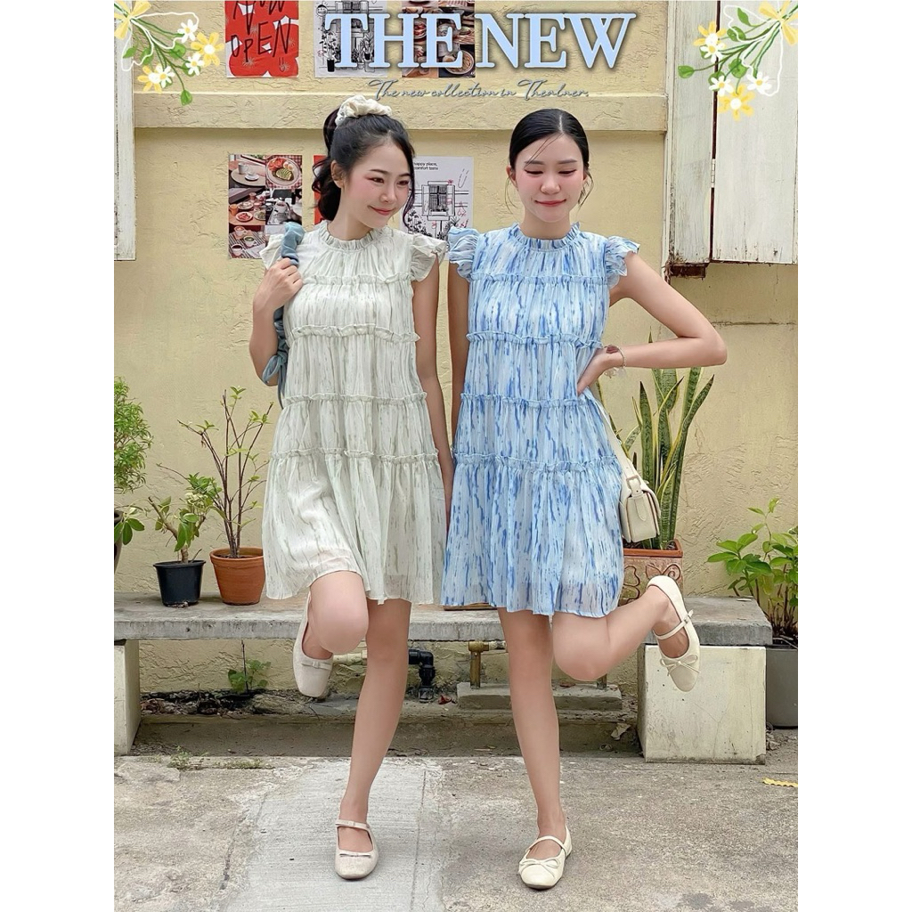 The Alner ไซส์ S สีฟ้า เดรสทรงปล่อย ใส่สบาย วันแม่ | Shopee Thailand