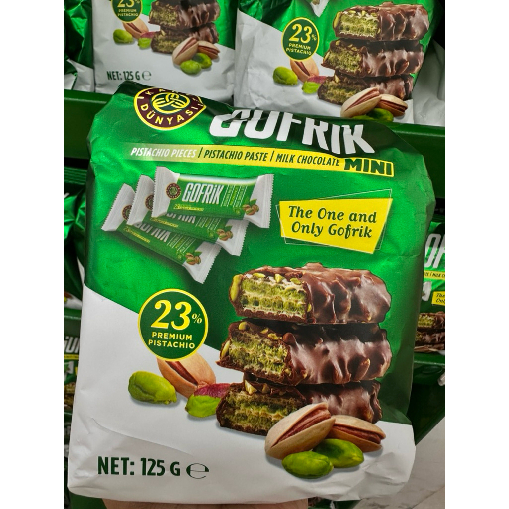 Gofrik Pistachio paste milk chocolate bar mini น้ำหนัก 125 กรัม EXP .19 ...