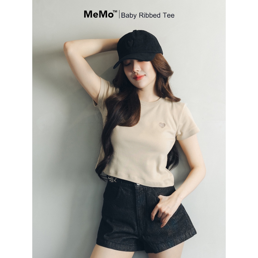 MeMo™ | Baby Ribbed Tee | เสื้อยืดผ้าร่อง เนื้อนุ่ม ทรงครอปเข้ารูป ปัก ...