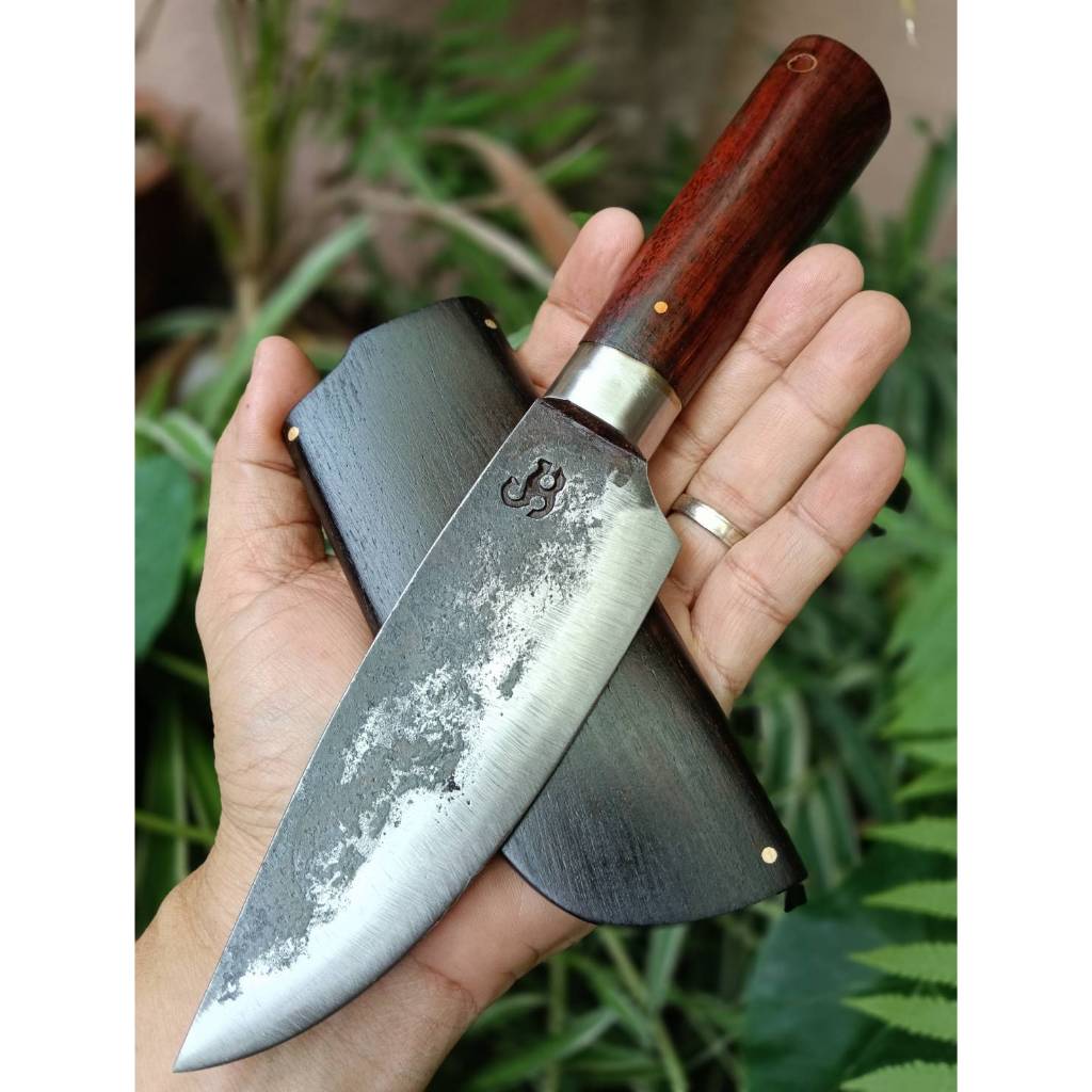 มีดแคมป์ Camping knife โบวี่ มีดเหน็บ E-Nep มีดใช้งาน 5.3” SUP9 ตีร้อนชุบแข็ง ผิวไฟ ด้ามฝักพะยูง ...