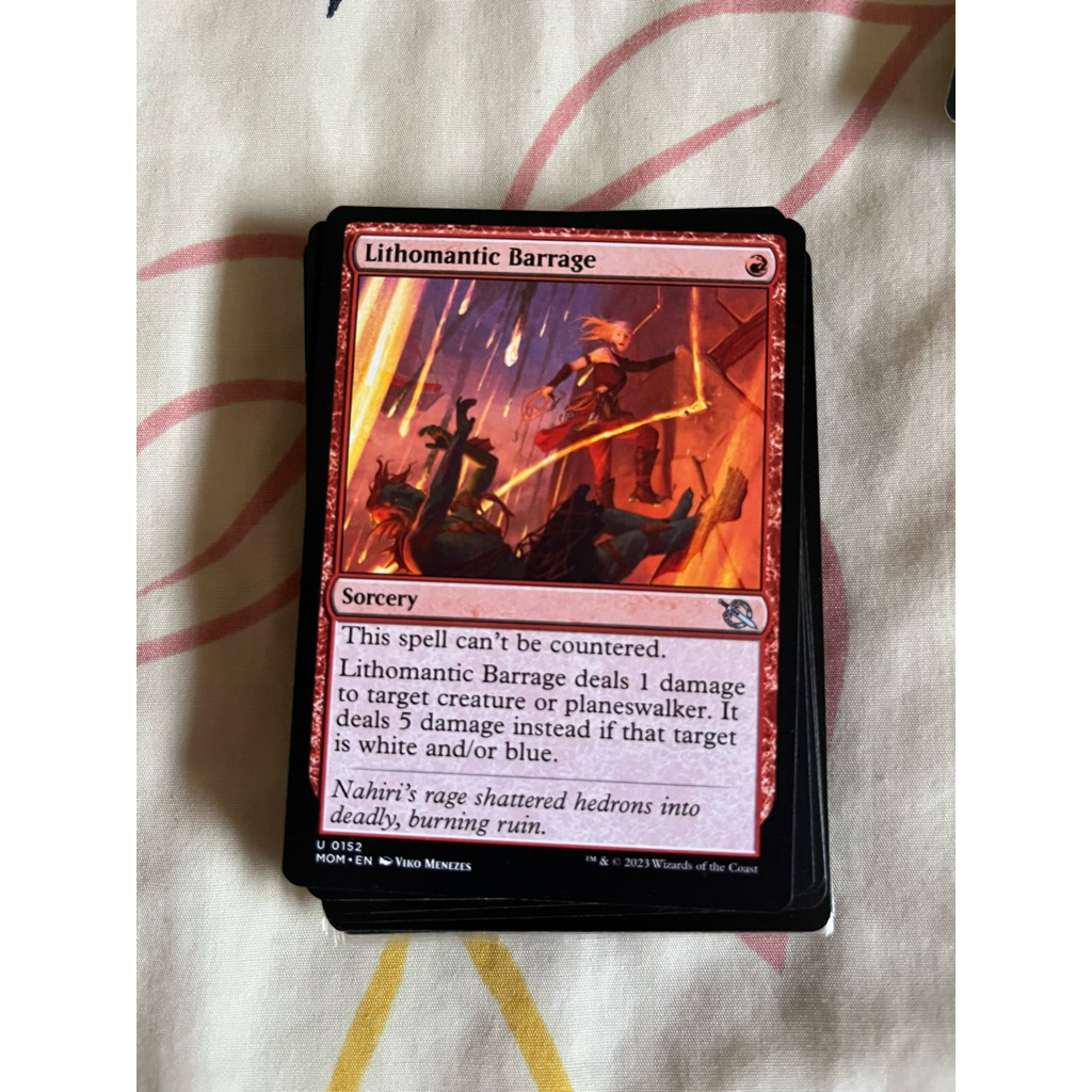 การ์ด MTG Lithomatic Barrage Red Magic the Gathering EDH รุ่น MOM สภาพ ...