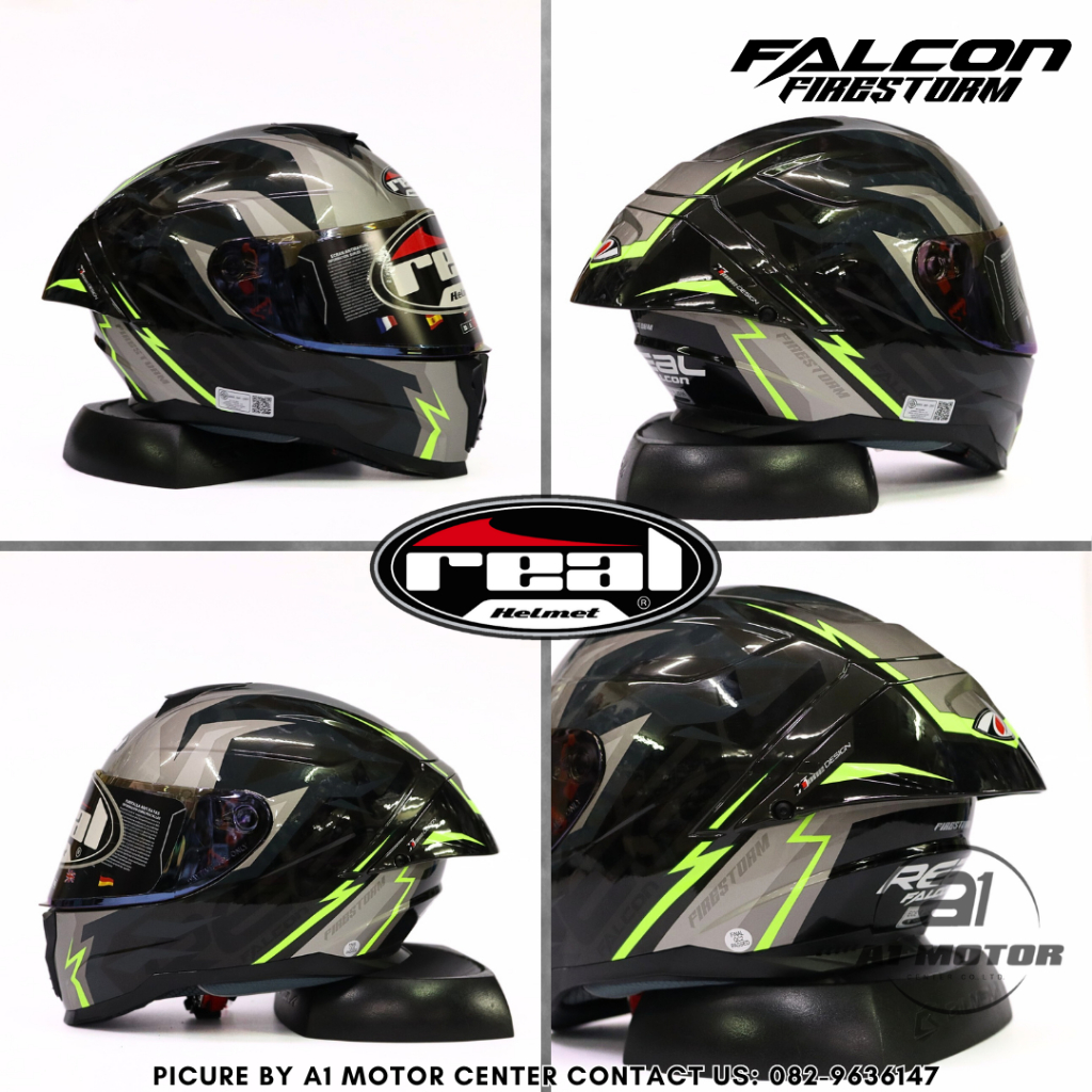 หมวกกันน็อคเต็มใบ Real Falcon รองรับการติดตั้งบลูทูธ นวมถอดซักได้ มอก. ...