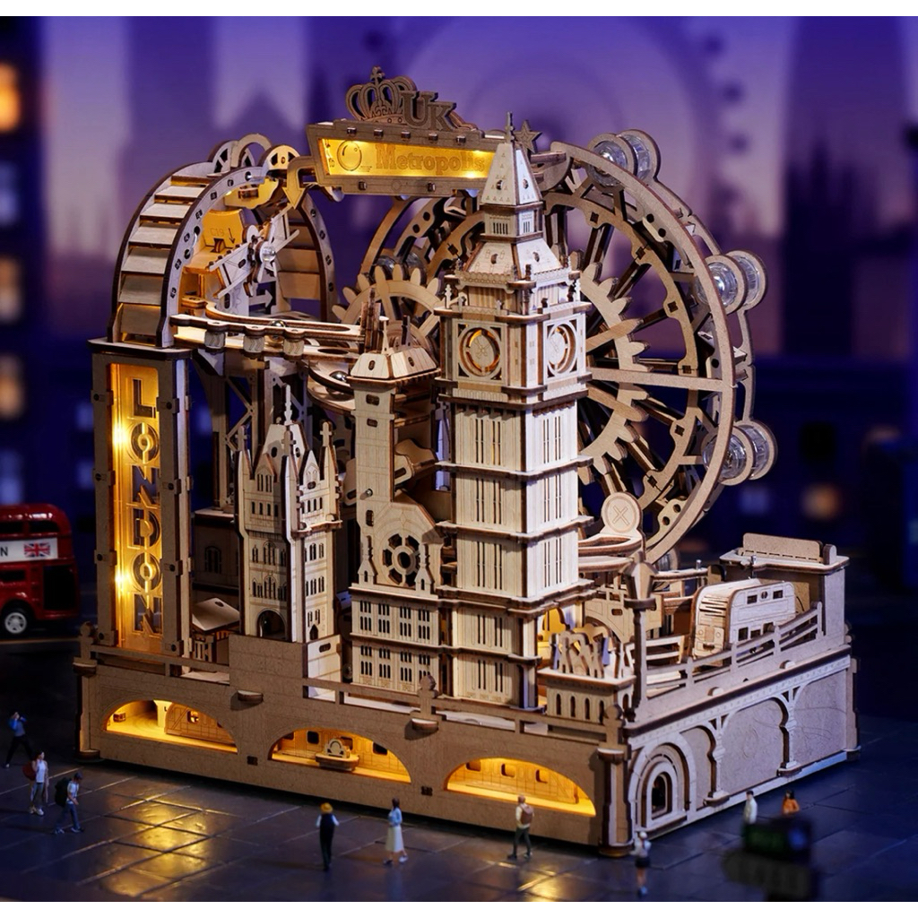 โมเดลประกอบเอง ROKR Marble Travel • London Marble Run Wooden 3D Puzzle ...