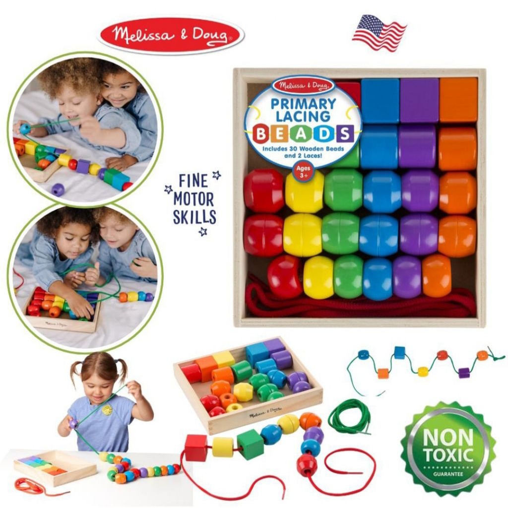 Melissa & Doug Primary Lacing Beads ของเล่นร้อยเชือกรูปทรงเรขาคณิต ...