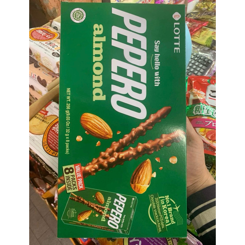 Lotte Pepero Almond ขนมปังแท่งเคลือบช็อกโกแลตและอัลมอนด์ | Shopee Thailand
