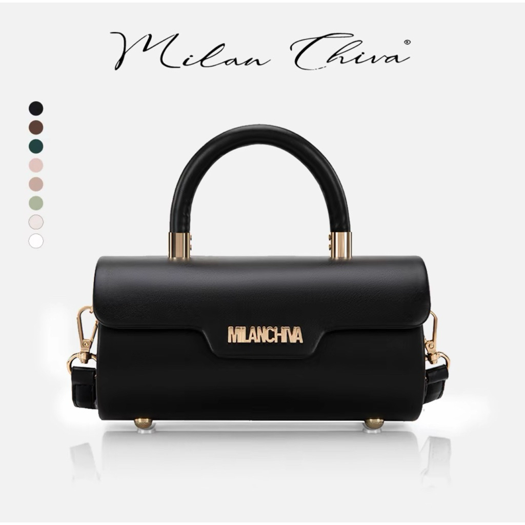 Milan Chiva รุ่น Barrel Bags กระเป๋าถือสำหรับผู้หญิง มีสายสะพาย สีดำ มือ2 | Shopee Thailand