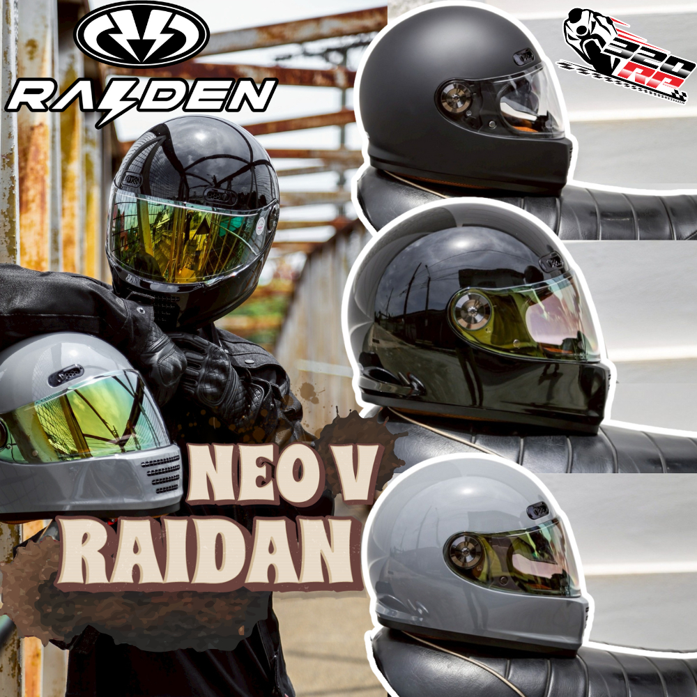 ใหม่ล่าสุด!! แถมฟรี!! ชิลด์ปรอททอง หมวกกันน็อควินเทจ RAIDEN NEO V ...