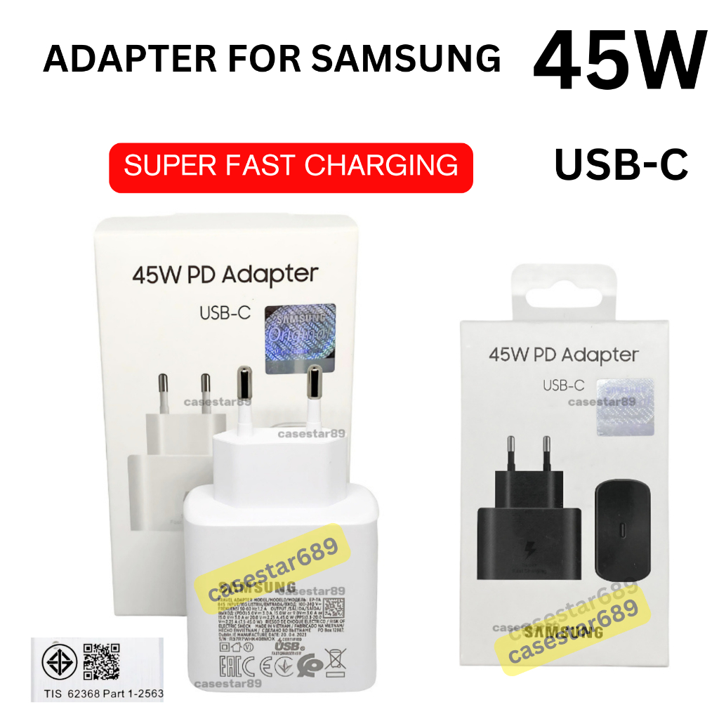 หัวชาร์จเร็ว แท้ ADAPTER SAMSUNG 45W PD TYPE C SUPER FAST CHARGING รองรับการชาร์จเร็วมาก ...