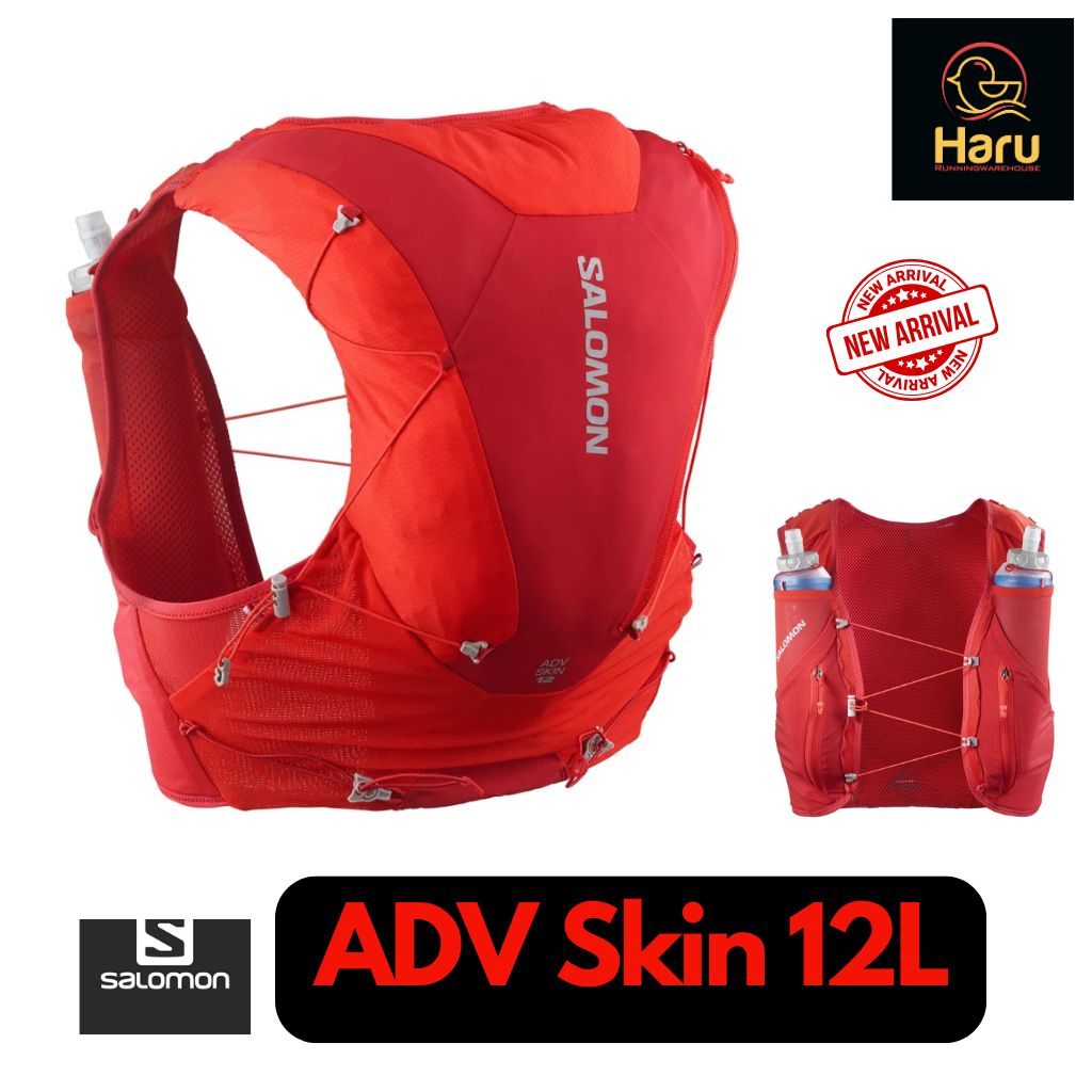 Salomon Adv skin 12L hydration vest "RED" SS25 เป้น้ำสำหรับวิ่งเทรล 12 ...