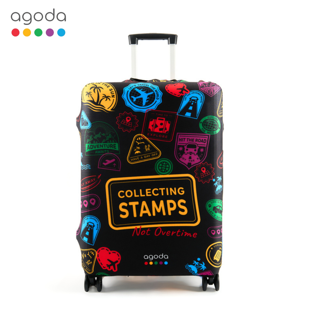 Agoda Stamp Collector Luggage Cover 24" ผ้าคลุมกระเป๋าเดินทาง ลายสะสม ...