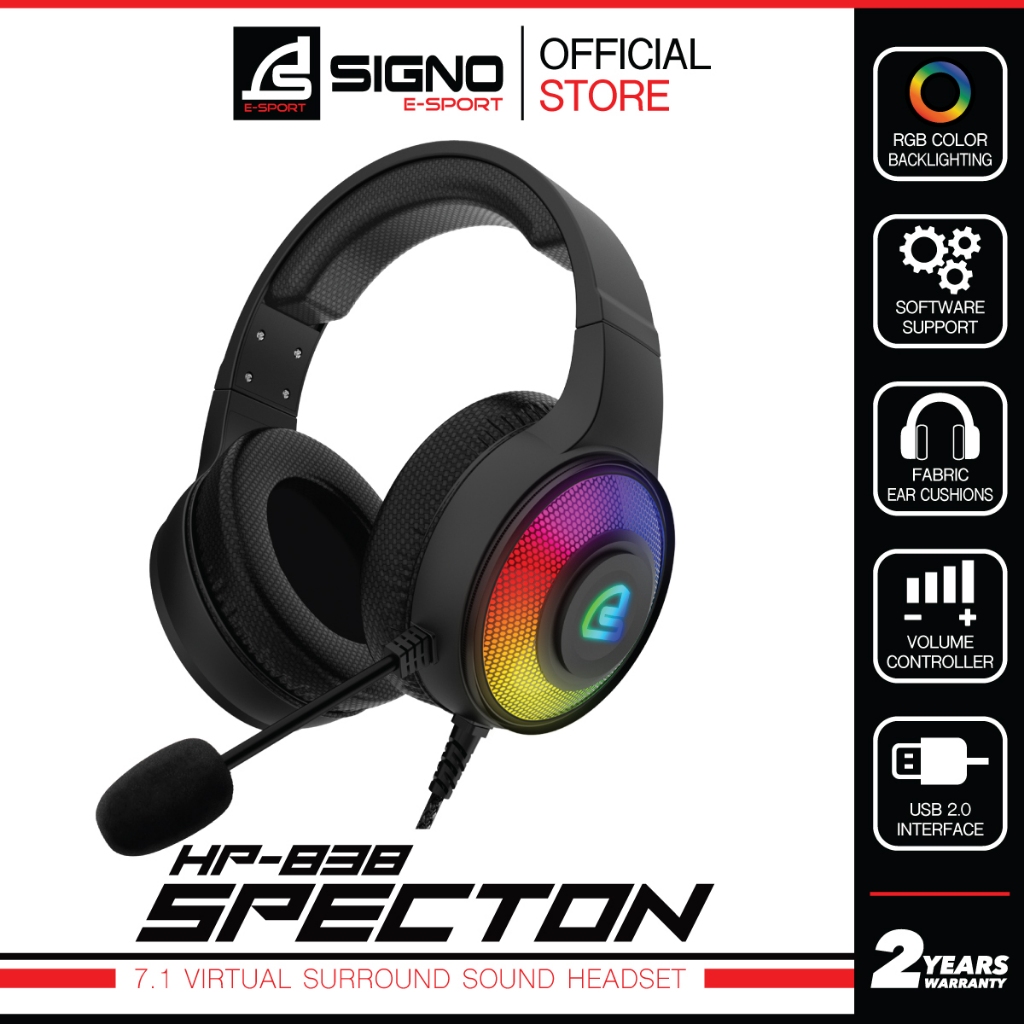 SIGNO E-Sport 7.1 Surround Sound Gaming Headphone SPECTON รุ่น HP-838 ...