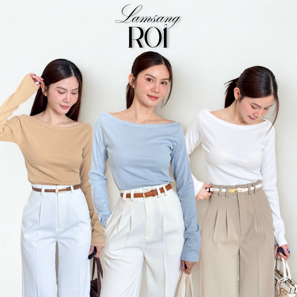 LAMSANG R01 เสื้อคอปาดแขนยาว | Shopee Thailand