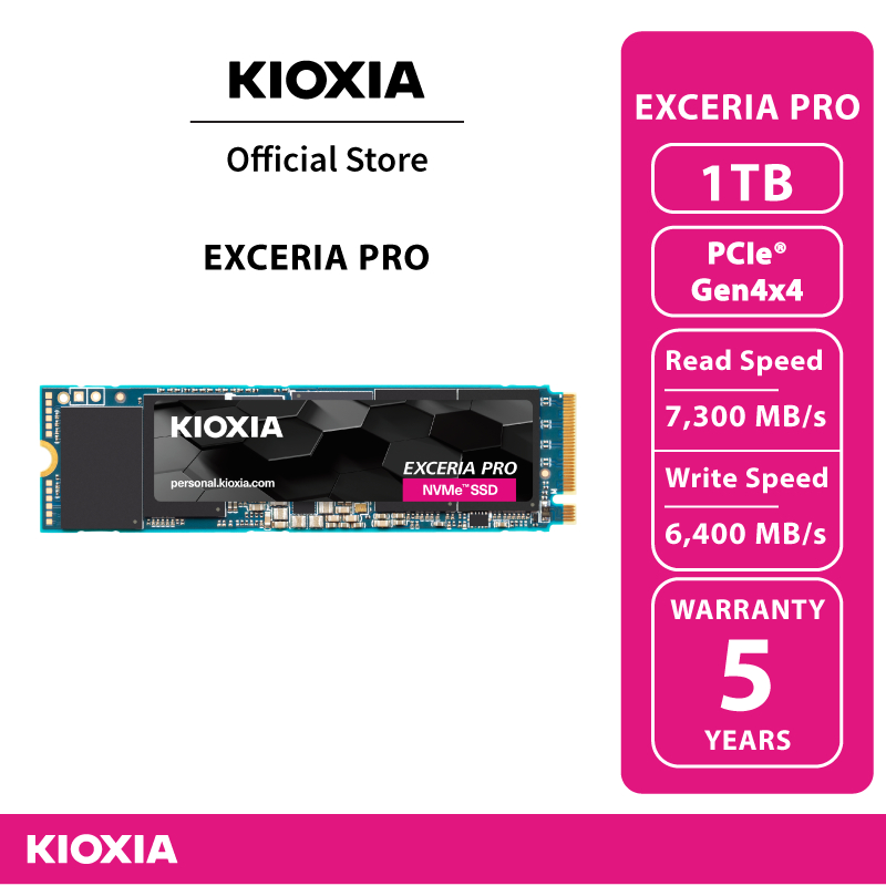 KIOXIA EXCERIA PRO NVMe™ Internal SSD 1TB M.2 2280 PCIe Gen 4x4 (LSE10Z001TG8) | Shopee Thailand