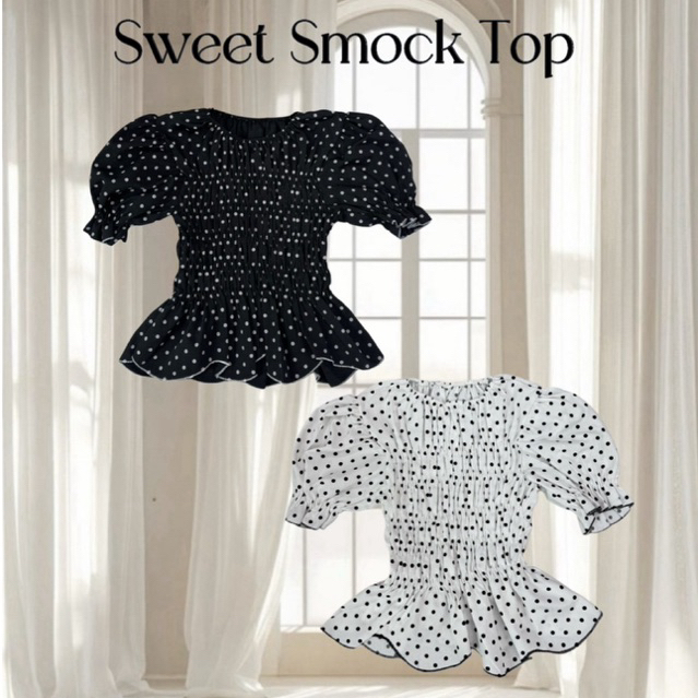 เสื้อสม็อคแขนตุ๊กตา แขนพองระบาย หวานละมุนมาก Sweet Smock Top | Shopee ...