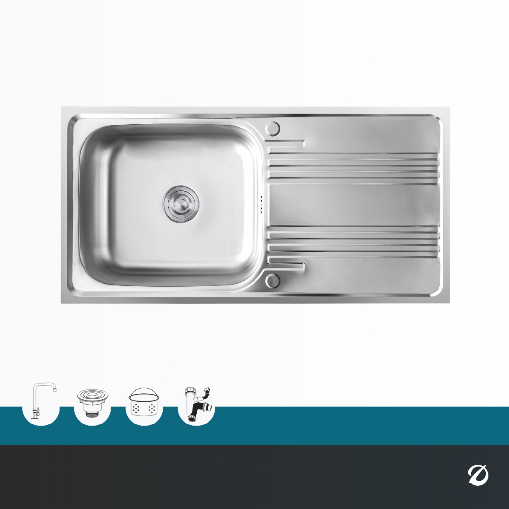 Dyna Home | FS-10050-J ซิ้งค์สแตนเลสแบบฝังพับขอบ 1 หลุม + ที่พักจาน ...