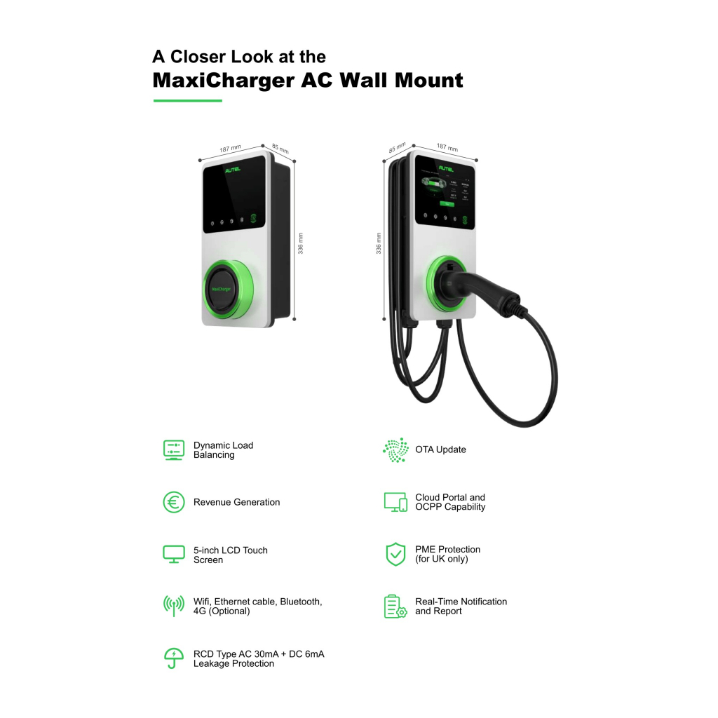 Autel-Maxi Charger (AC WALLBOX 22 kW) สีเทาเข้ม | Shopee Thailand