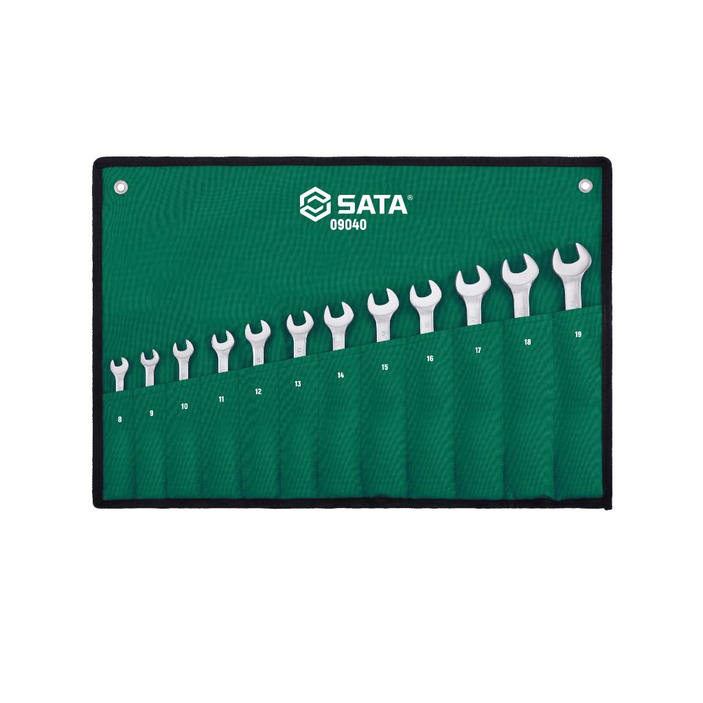 SATA 09040 ชุดประแจแหวนฟรีข้างปากตาย แหวนฟรี แหวนก๊อกแก๊ก 8-19 มม. 12 ...
