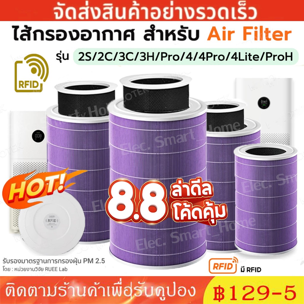 RFID ไส้กรองเครื่องฟอกอากาศ สำหรับ รุ่น 2S/2H/2C/3C/3H/Pro/ Smartmi ไส้กรอง 4Lite 4Pro Xiaomi ...