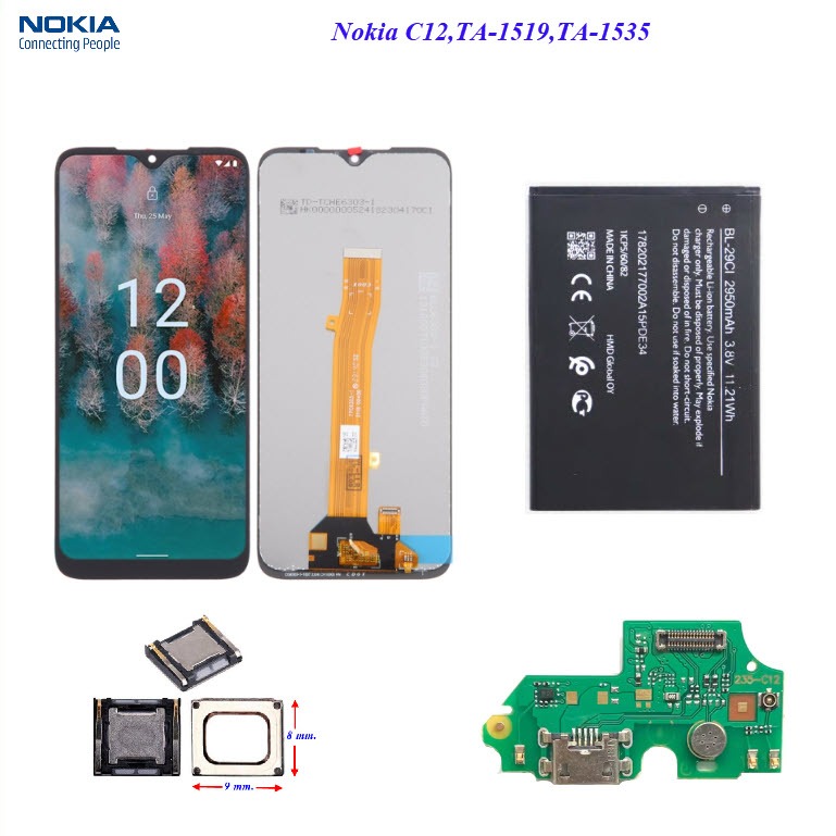 อะไหล่มือถือ Nokia C12,TA-1519,TA-1535/สายแพร/ลำโพงหูฟัง/แบตเตอรี่ BL ...