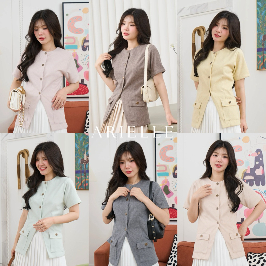 ARIELLE TOP เสื้อตัวยาวคอกลมแขนสั้นผ้าทวีตเนื้อหนานุ่ม มาพร้อมซับในทั้ง ...