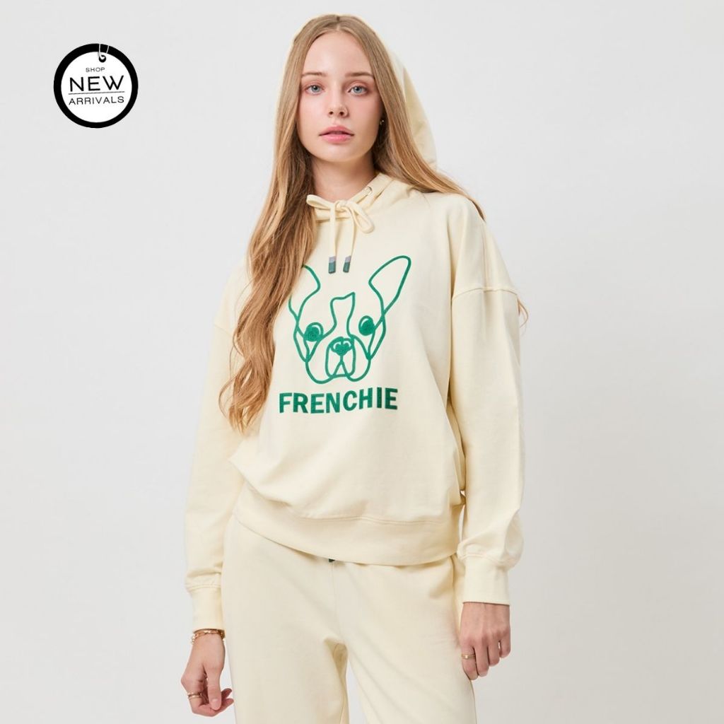 ESP เสื้อสเวตเชิ้ตมีฮู้ด เฟรนช์ชี่ สีไอเวอรี่ | Frenchie Hoodie ...