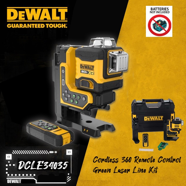 DeWalt DCLE34035 18v Cordless 360 Remote Control Green Laser Line Kit ...
