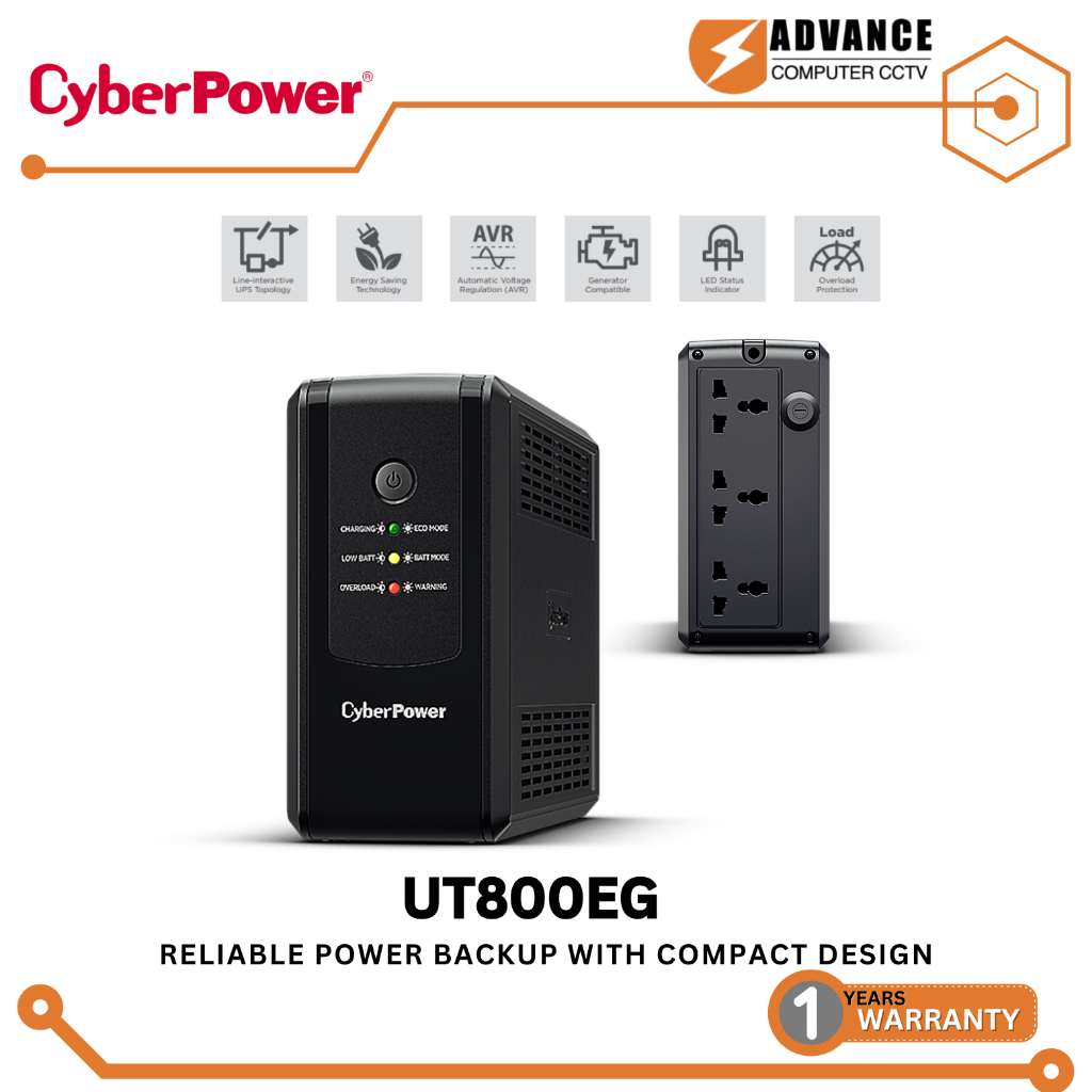 Cyber Power รุ่น UT800EG UPS 800VA/480W Backup UPS Systems เครื่องสำรอง ...